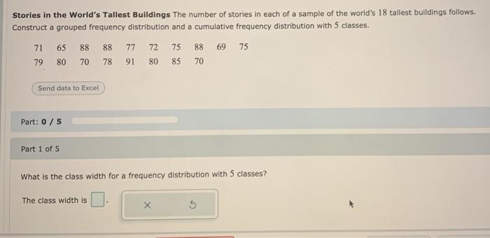 Solved Stories in the World's Tallest Buildings The number | Chegg.com