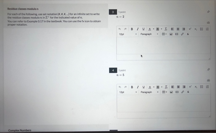 Solved 3 1 point Residue classes modulon For each of the | Chegg.com