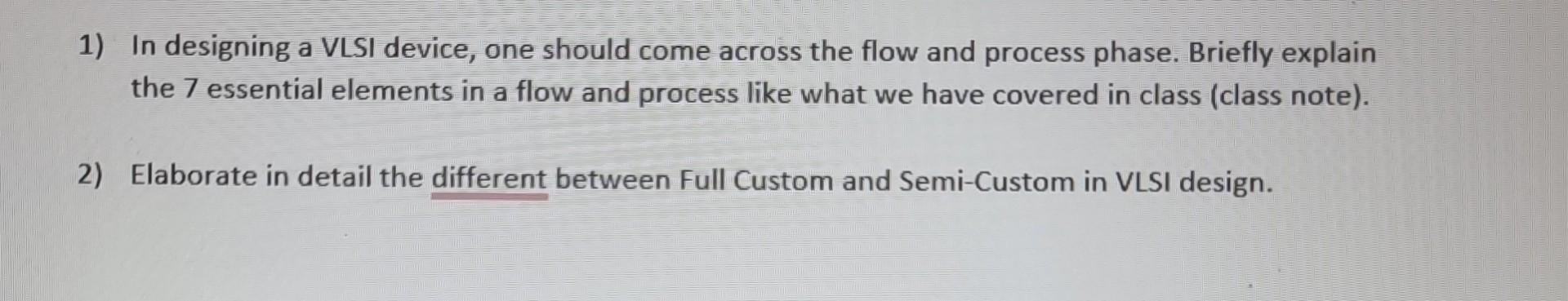 Solved 1) In designing a VLSI device, one should come across | Chegg.com