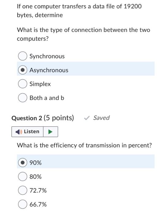 Solved (Problems 1-5) Two computers are connected together | Chegg.com