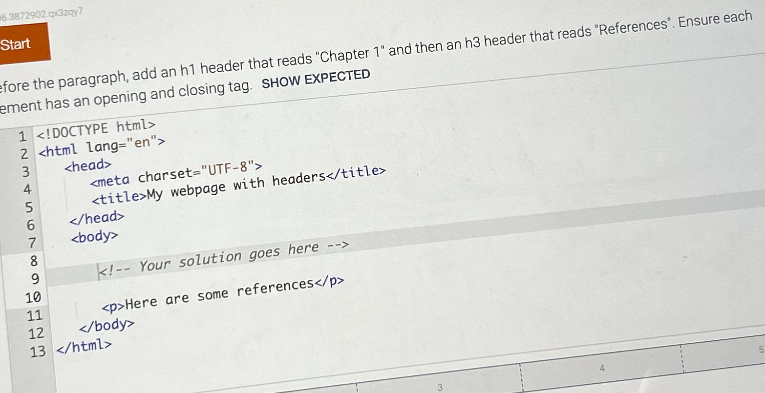 Solved Startfore the paragraph, add an h1 ﻿header that reads | Chegg.com