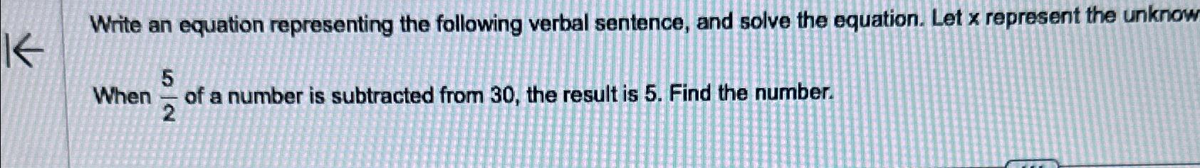 Solved Write an equation representing the following verbal | Chegg.com