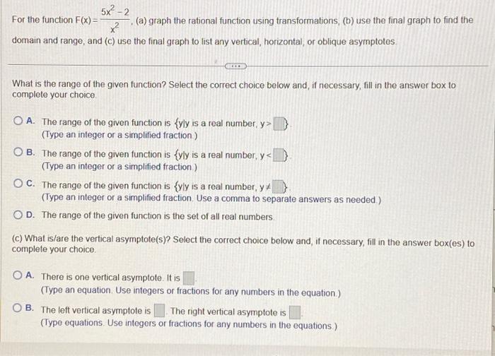 Solved For the function F(x)= domain and range, and (c) use | Chegg.com