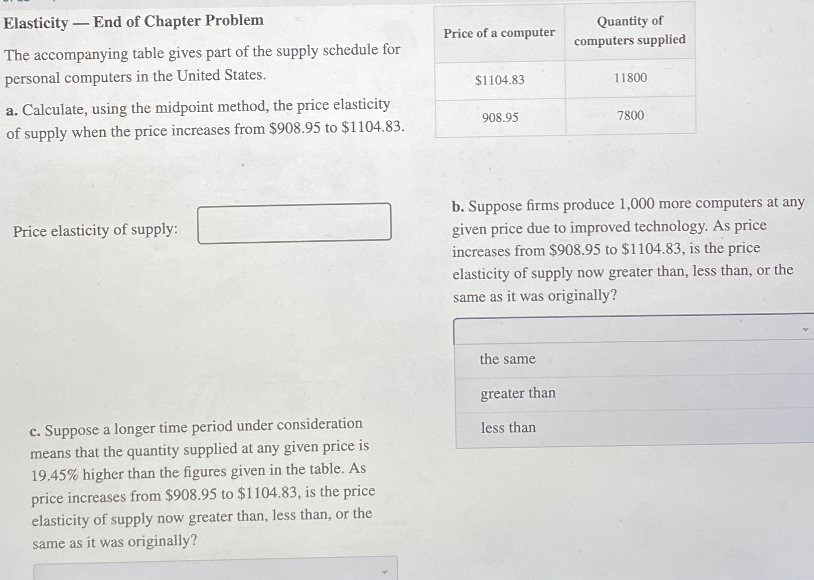 Solved Elasticity - ﻿End of Chapter ProblemThe accompanying | Chegg.com