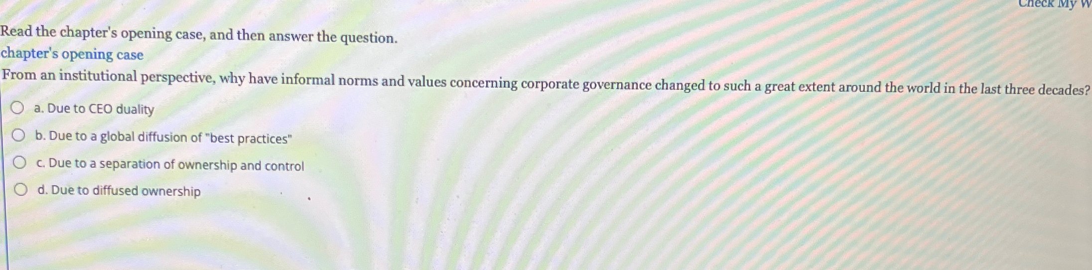 Solved Read the chapter's opening case, and then answer the | Chegg.com