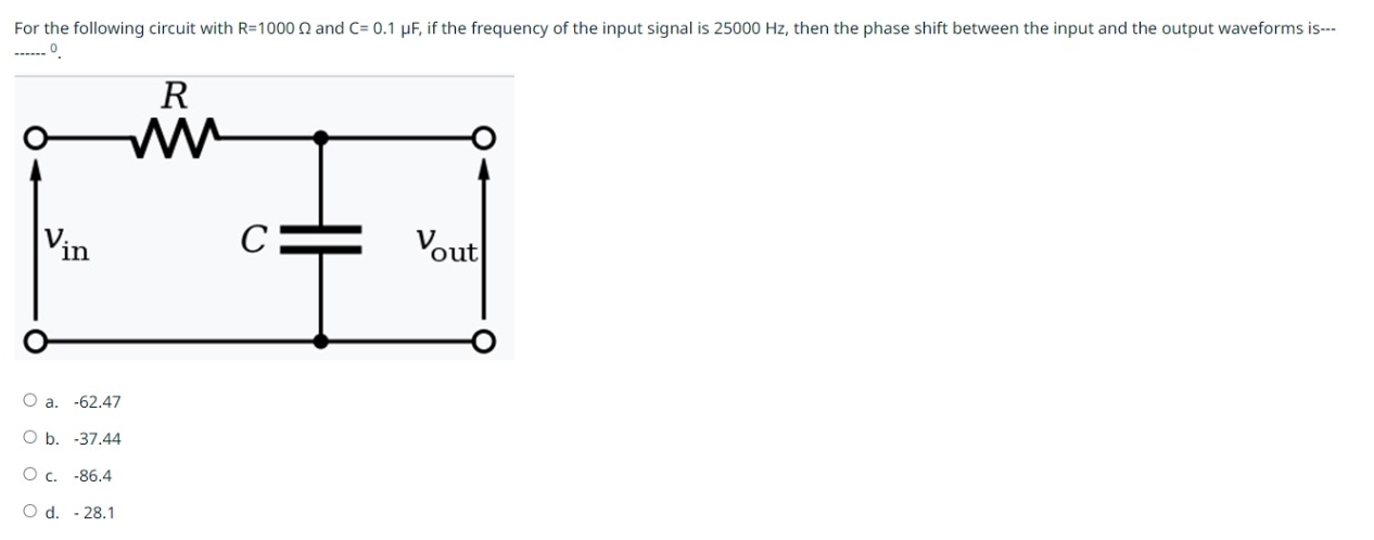 Solved For the following circuit with R=1000Ω ﻿and C=0.1μF, | Chegg.com