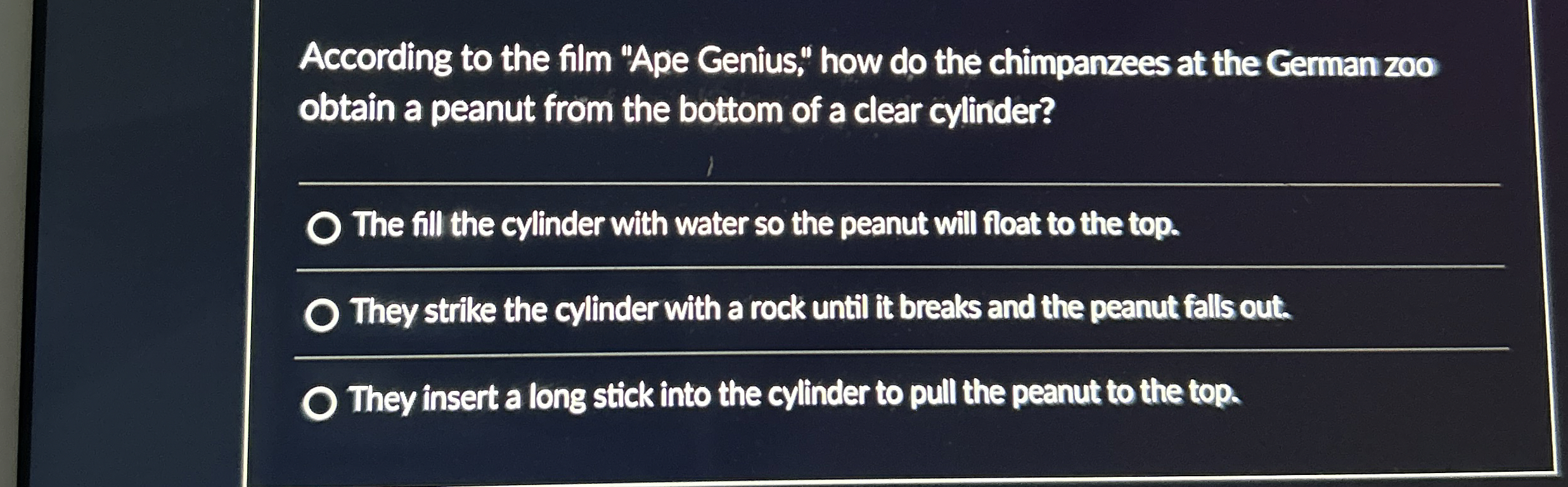 Solved According to the film "Ape Genius," how do the | Chegg.com