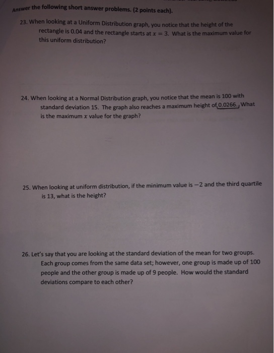Solved swer the following short answer problems. (2 points | Chegg.com