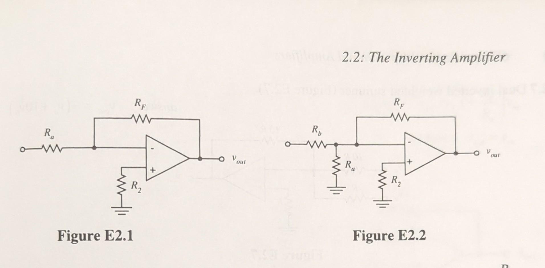 Solved 2.2: The Inverting Amplifier Figure E2.1 Figure E2.2 | Chegg.com