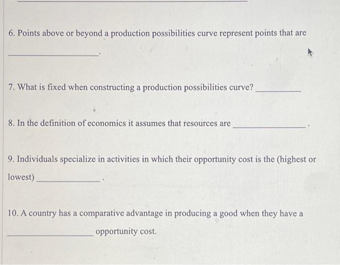Solved 6. Points above or beyond a production possibilities | Chegg.com Solved 6. Points above or beyond a production possibilities | Chegg.com