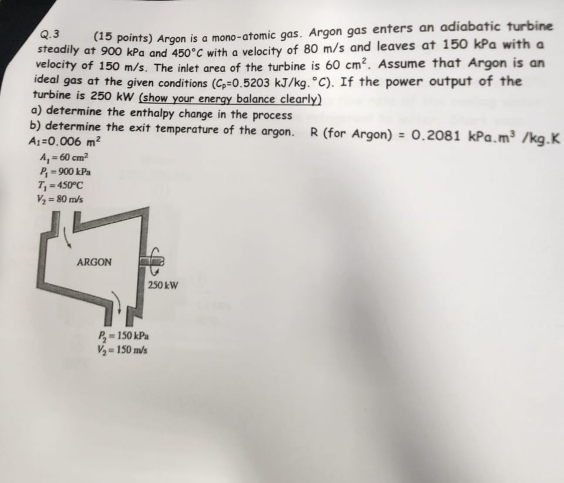 Solved Q. 3 (15 ﻿points) ﻿Argon is a mono-atomic gas. Argon | Chegg.com