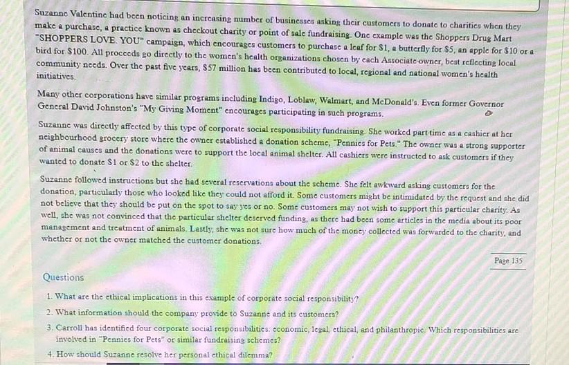 Solved Suzanne Valentine had been noticing an increasing | Chegg.com