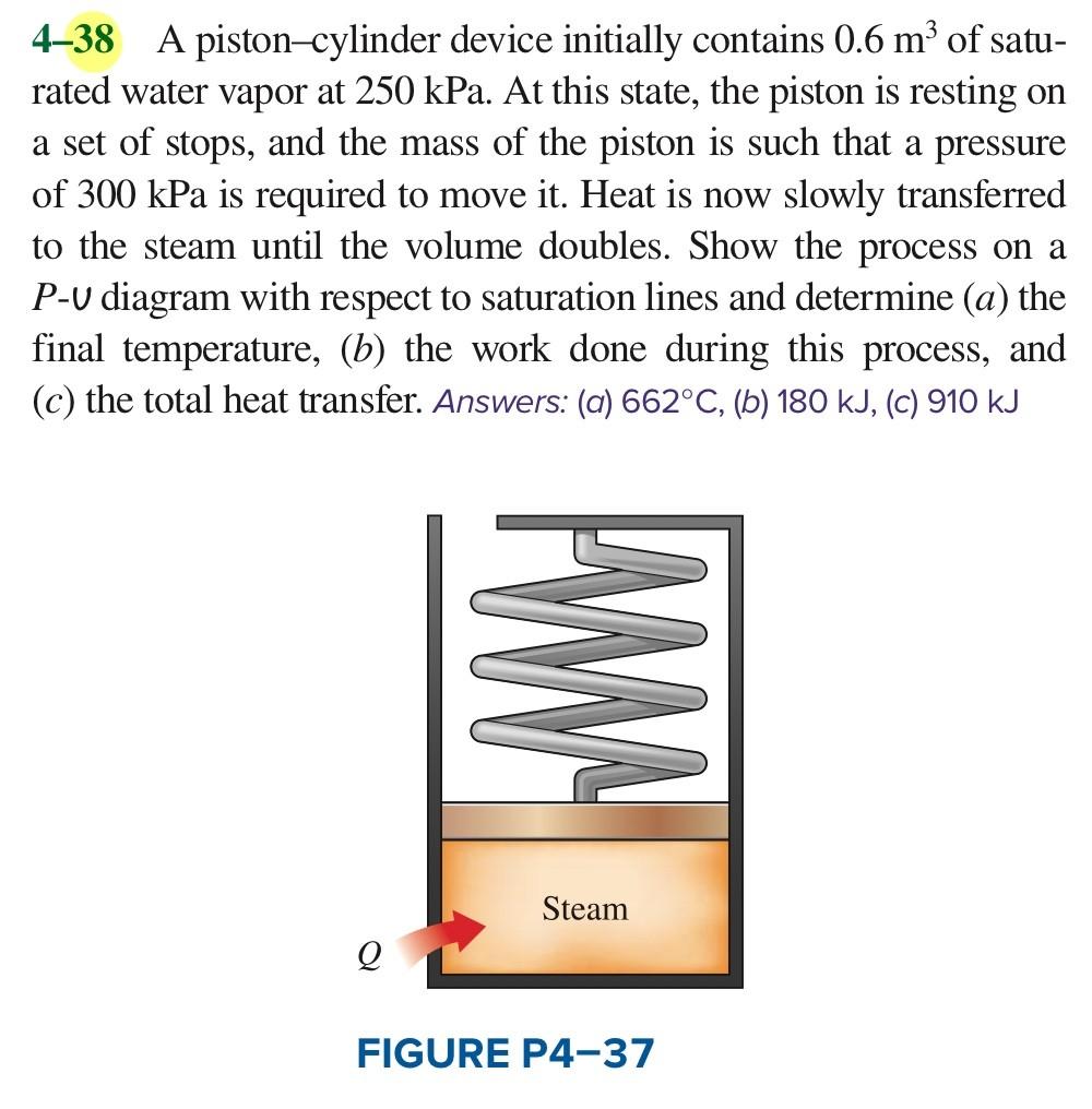 Solved 4–38 A piston-cylinder device initially contains 0.6 | Chegg.com