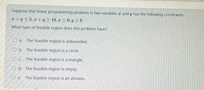 Solved Suppose that linear programming problem in two | Chegg.com