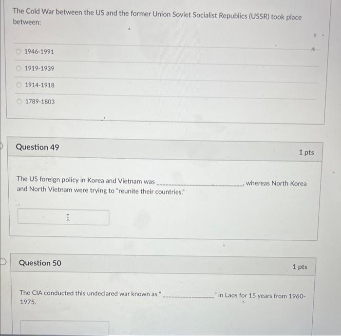 The Cold War between the US and the former Union | Chegg.com