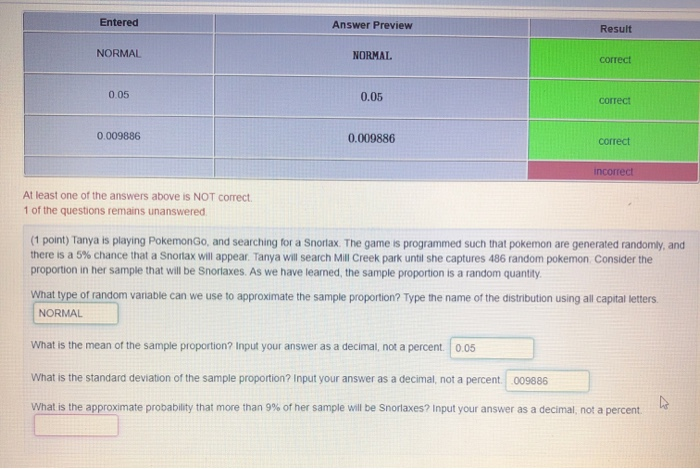 Solved Entered Answer Preview Result NORMAL NORMAL correct | Chegg.com