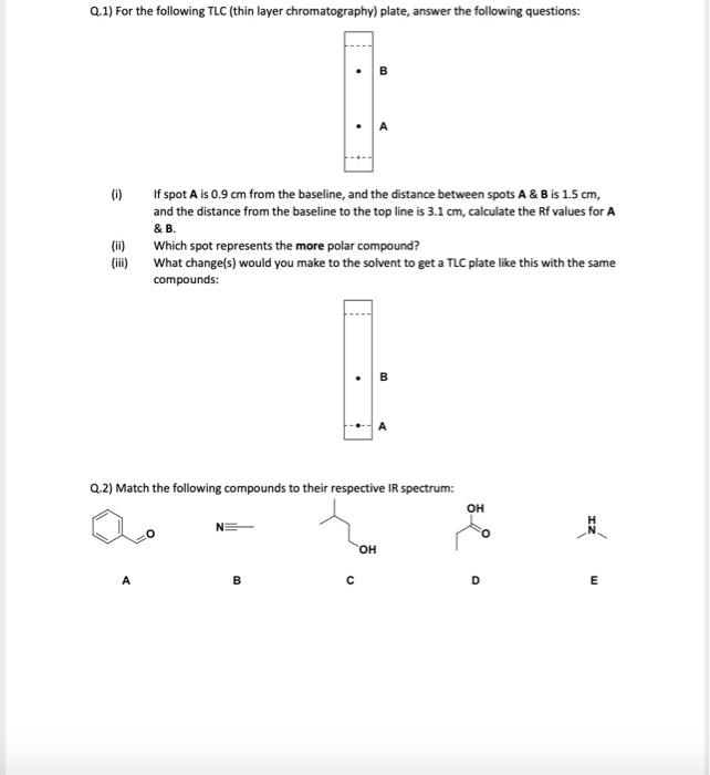 Solved Q.1) For the following TLC (thin layer | Chegg.com