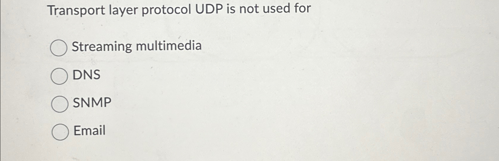 Solved Transport layer protocol UDP is not used forStreaming | Chegg.com