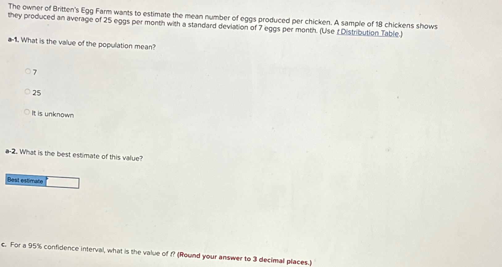 The owner of Britten's Egg Farm wants to estimate the | Chegg.com