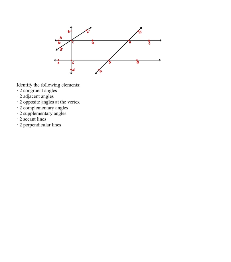 Solved Identify the following elements:2 ﻿congruent angles2 | Chegg.com