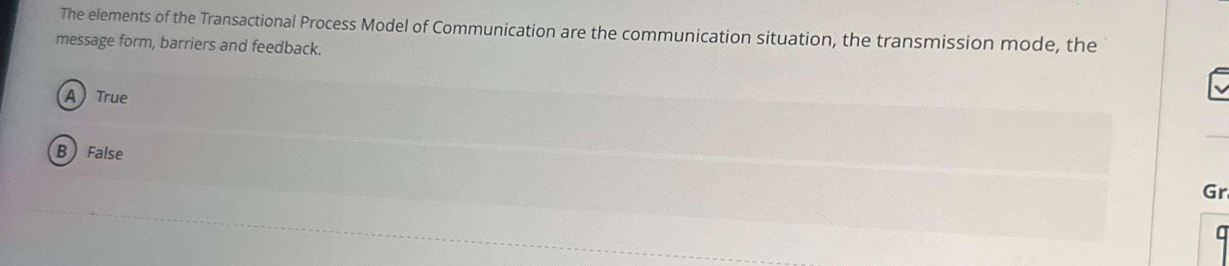 Solved The elements of the Transactional Process Model of | Chegg.com