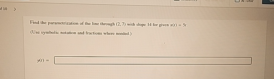 Solved f 10Find the parametrization of the line through | Chegg.com