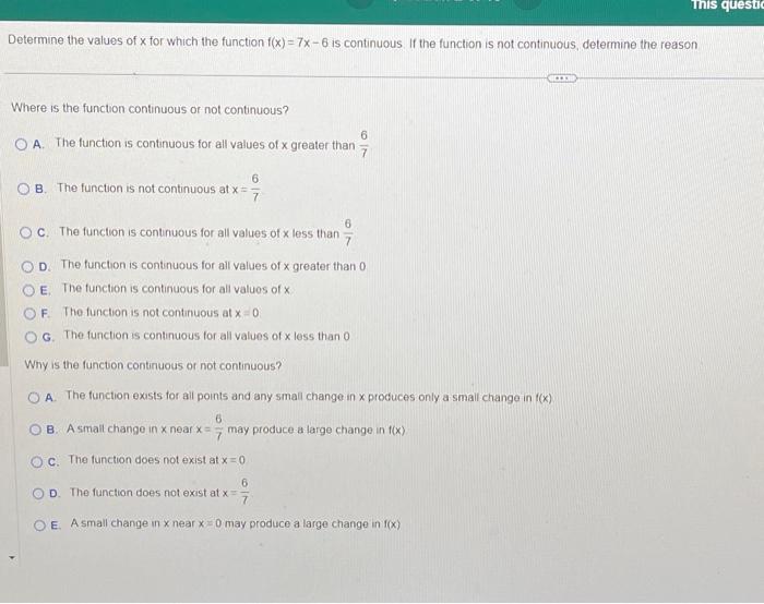 Solved Determine the values of x for which the function | Chegg.com
