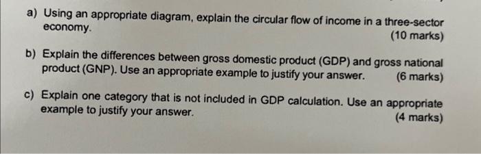 Solved a) Using an appropriate diagram, explain the circular | Chegg.com