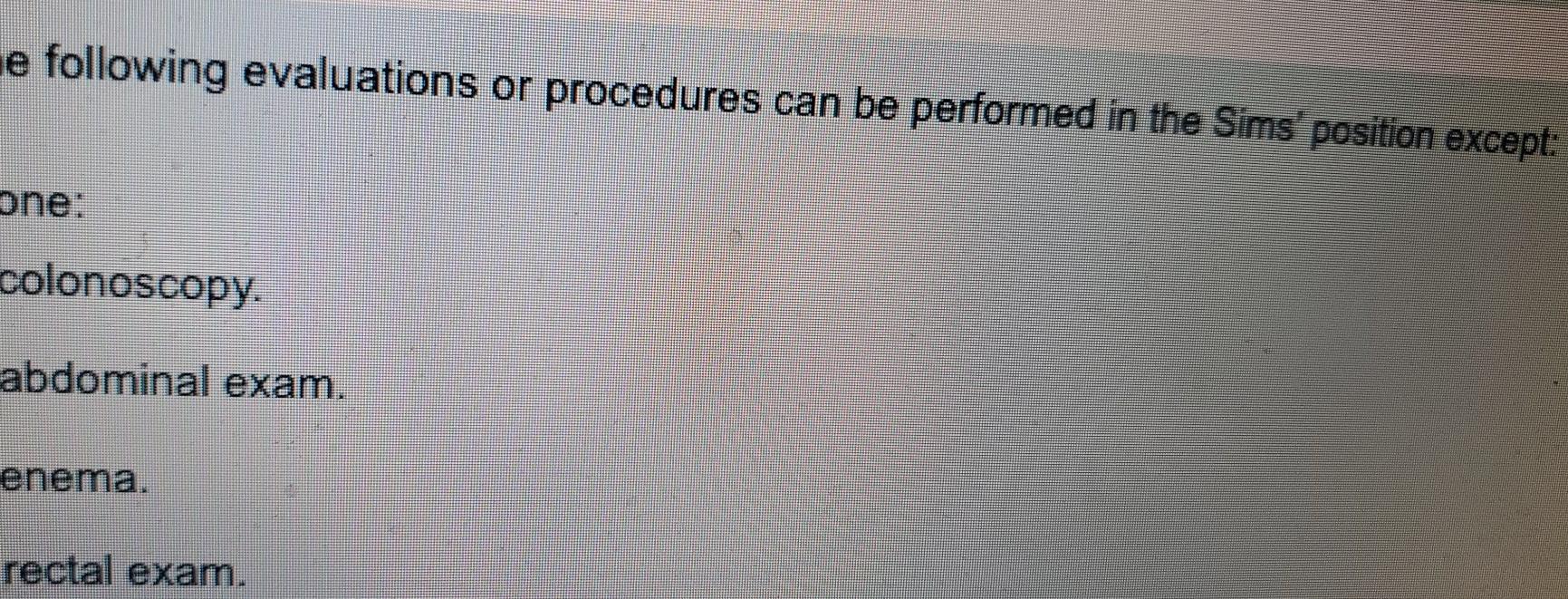 Solved e following evaluations or procedures can be | Chegg.com