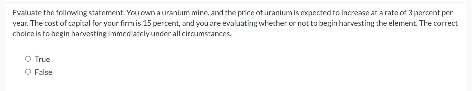 Solved Evaluate the following statement: You own a uranium | Chegg.com