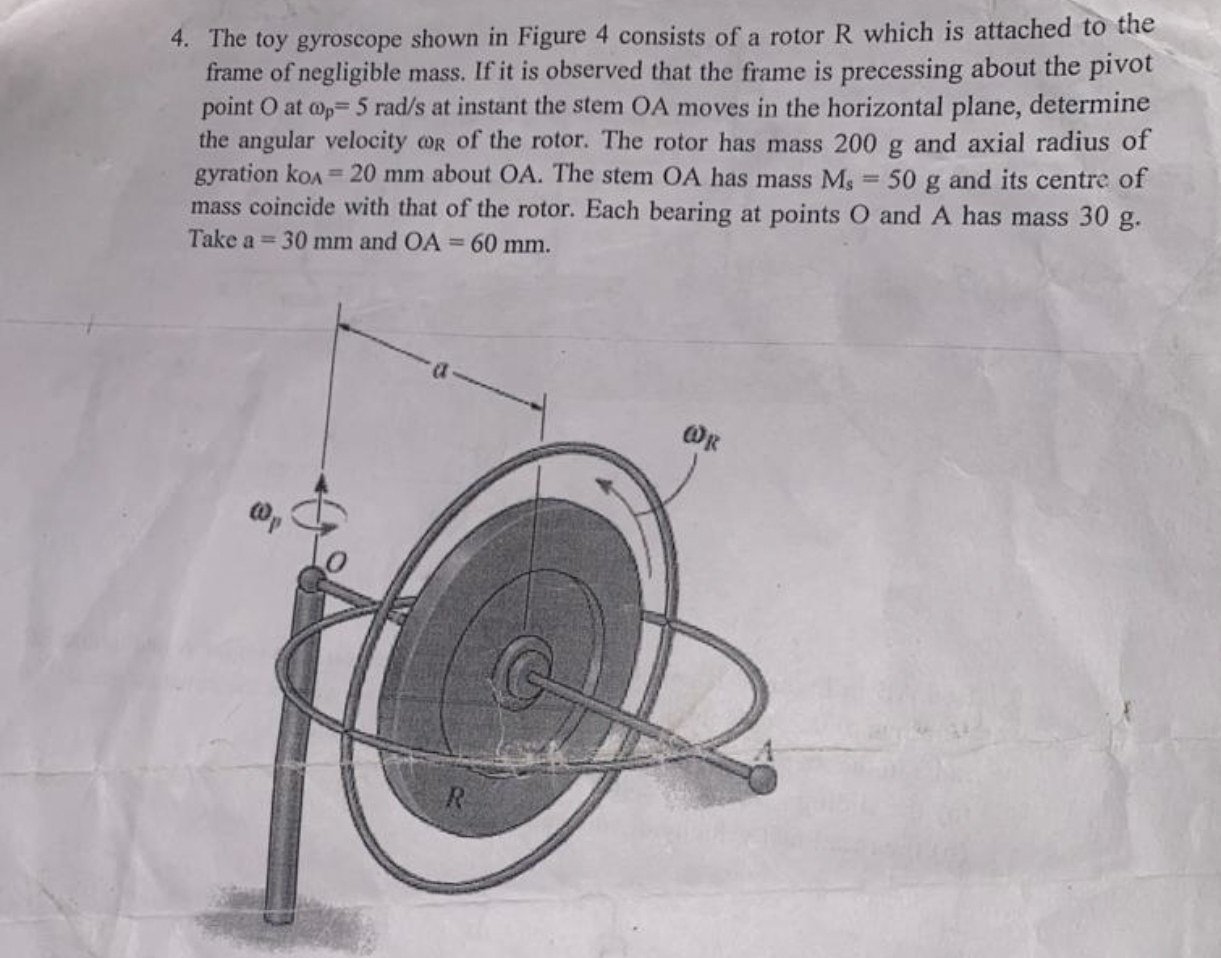 Solved by an EXPERT The toy gyroscope shown in Figure 4 ﻿consists of a ...