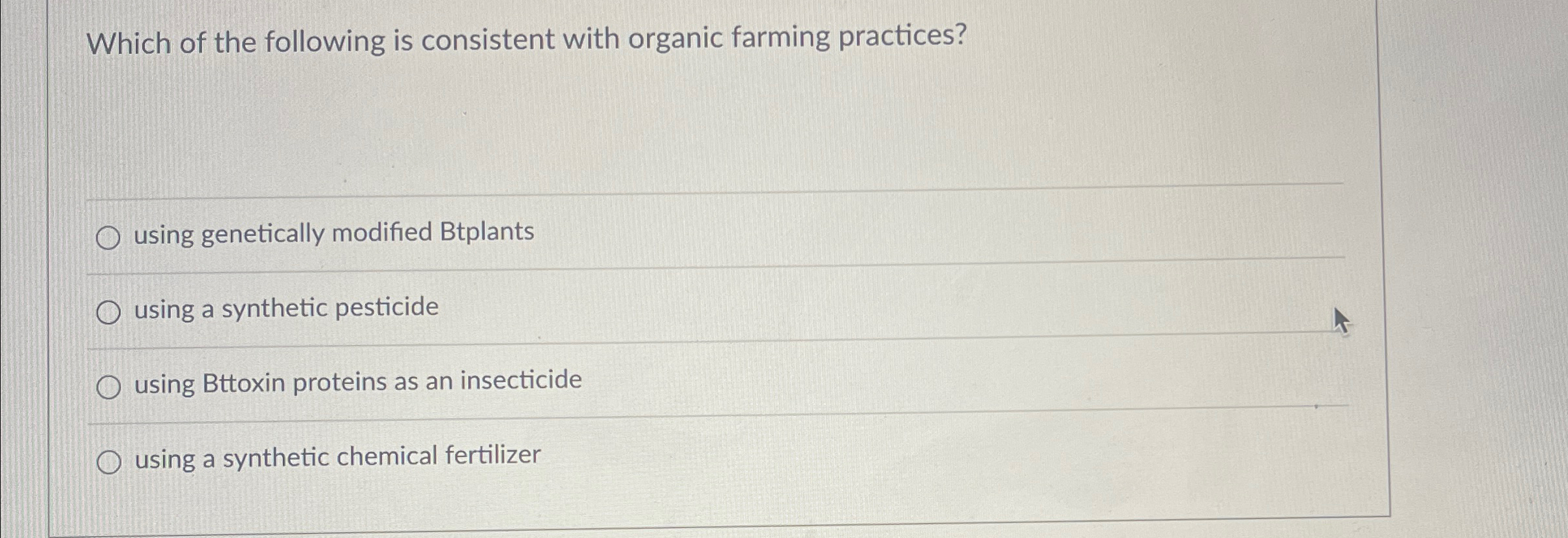 Solved Which of the following is consistent with organic | Chegg.com