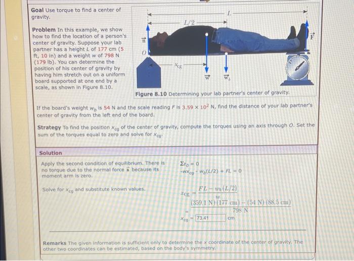 Solved Goal Use torque to find a center of gravity. Problem | Chegg.com
