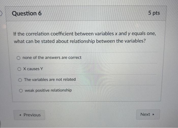 Solved If the correlation coefficient between variables x | Chegg.com