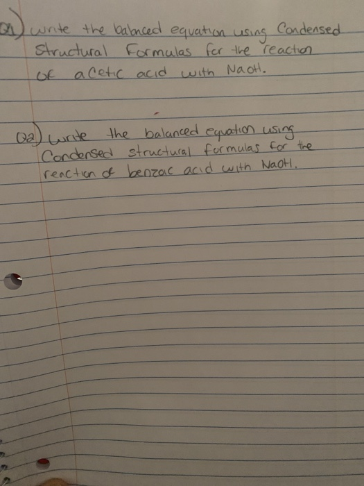 Solved a write the balanced equation using Condensed | Chegg.com