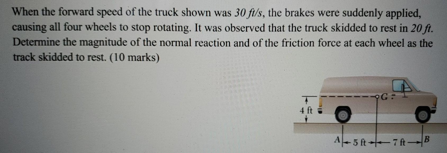 Solved When the forward speed of the truck shown was 30 | Chegg.com