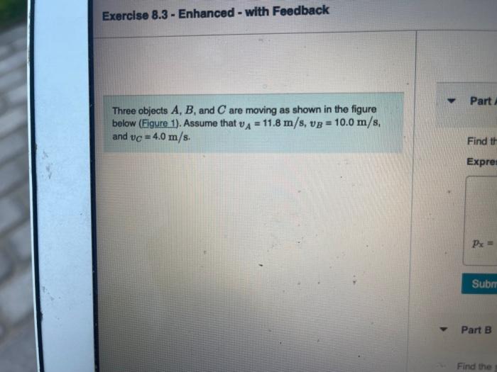 Solved Three objects A,B, and C are moving as shown in the | Chegg.com