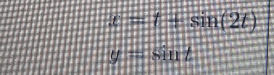 Solved x = t + sin(2t Y = sint | Chegg.com