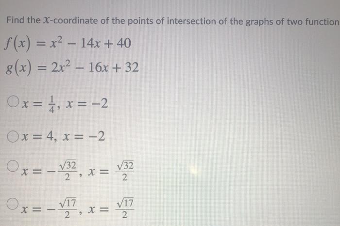 Solved Find the X-coordinate of the points of intersection | Chegg.com