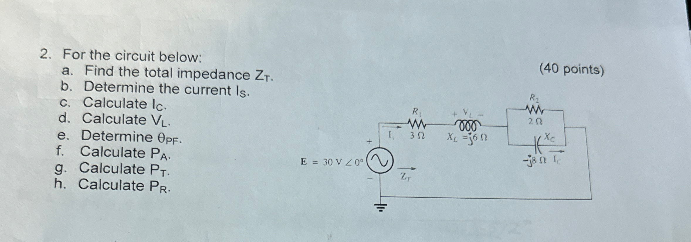 Solved For the circuit below:a. ﻿Find the total impedance | Chegg.com