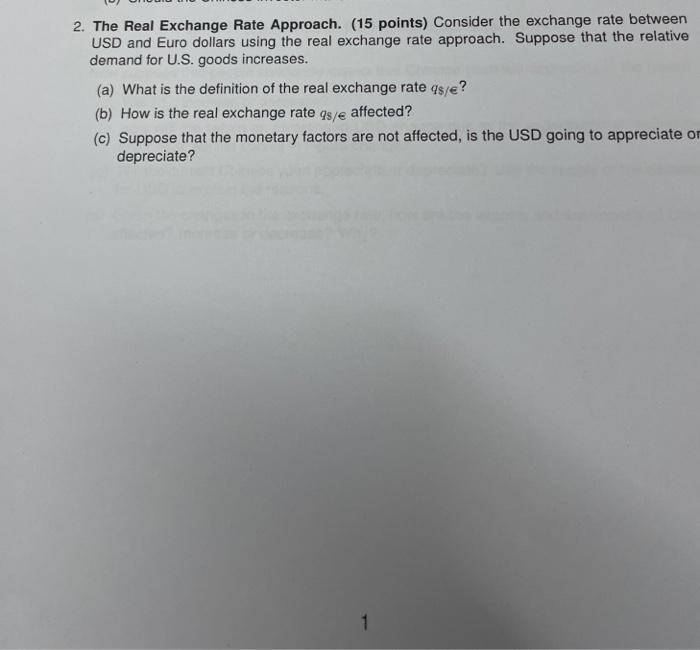 Solved 2. The Real Exchange Rate Approach. (15 points) | Chegg.com
