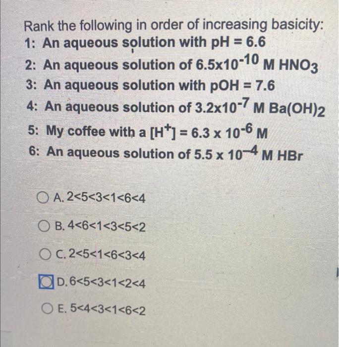 Solved Rank the following in order of increasing basicity: | Chegg.com