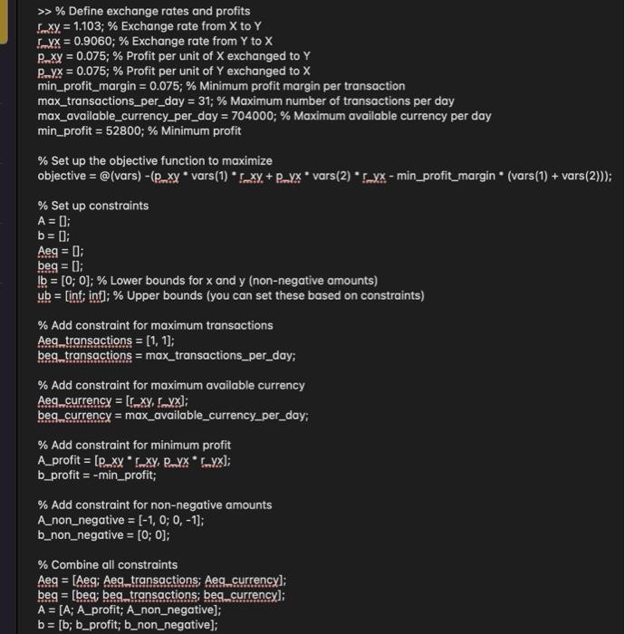 Solved Convert This Matlab Code Into A Mathmateical Model