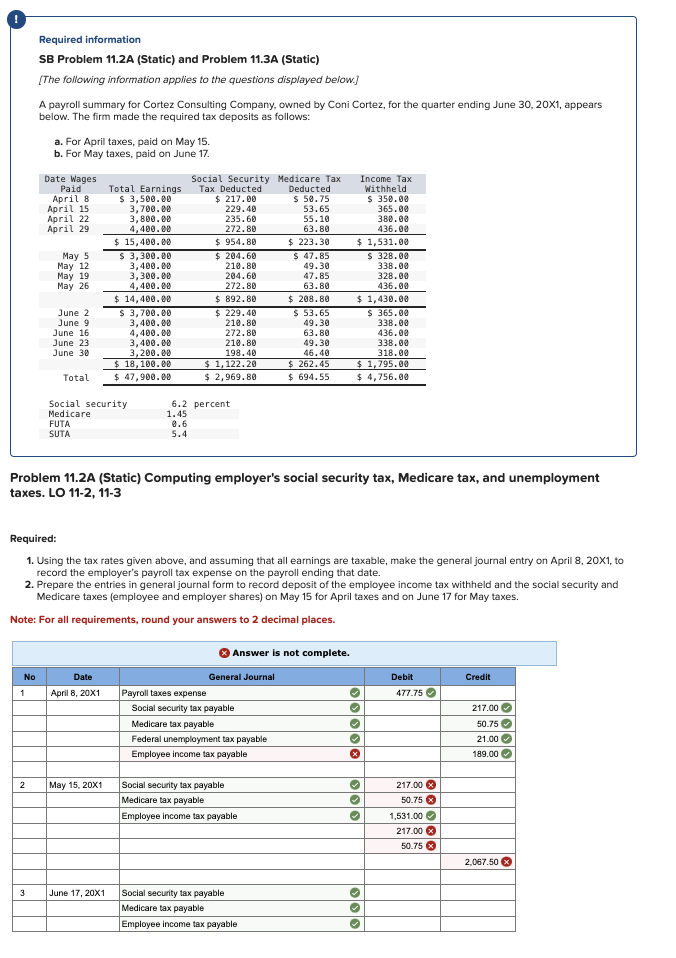 Solved Required information SB Problem 11.2A (Static) ﻿and | Chegg.com
