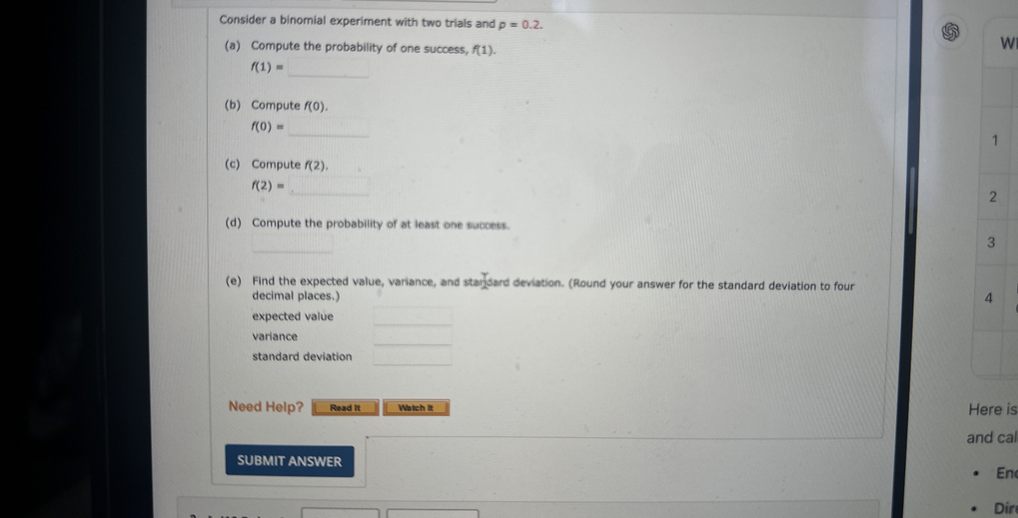 Solved Consider a binomial experiment with two trials and | Chegg.com
