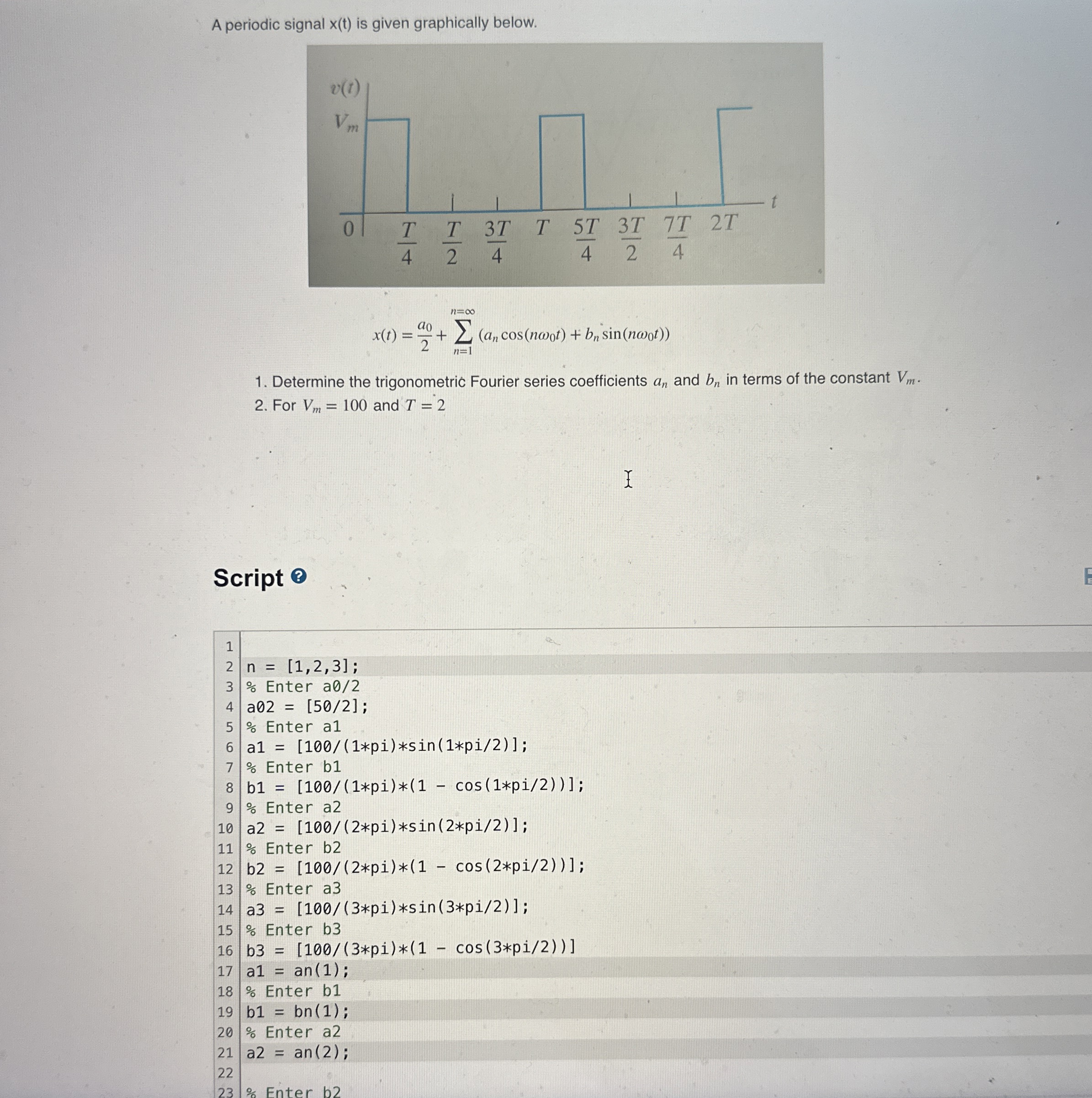 Solved A periodic signal x(t) ﻿is given graphically | Chegg.com