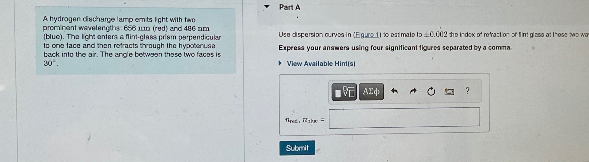 A hydrogen discharge lamp emits light with two | Chegg.com