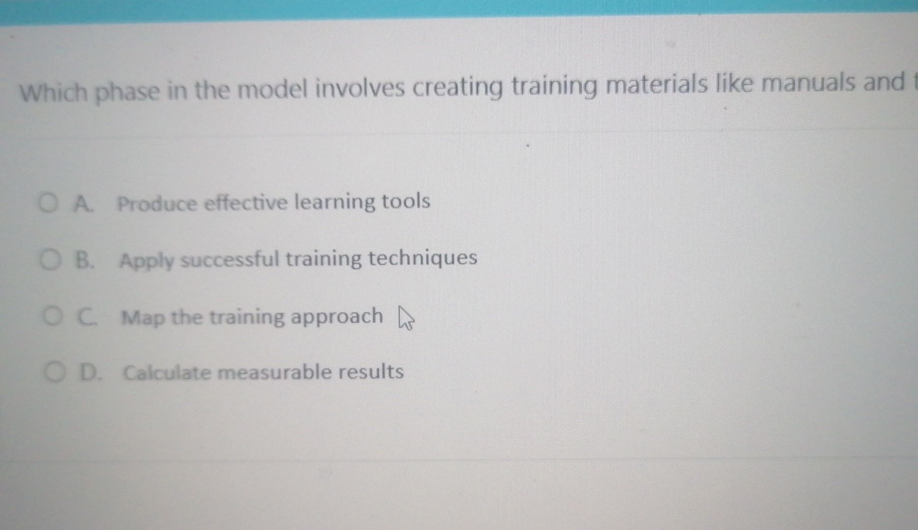 Solved Which phase in the model involves creating training | Chegg.com