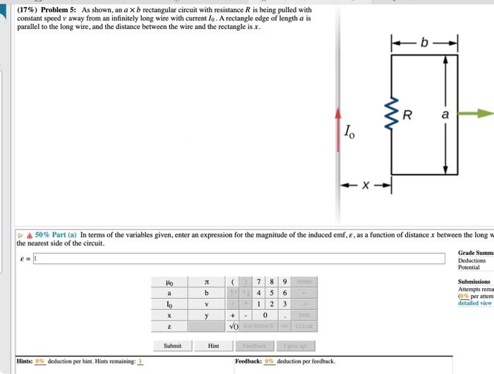 Solved (17\%) Problem 5: As shown, an a×b rectangular | Chegg.com