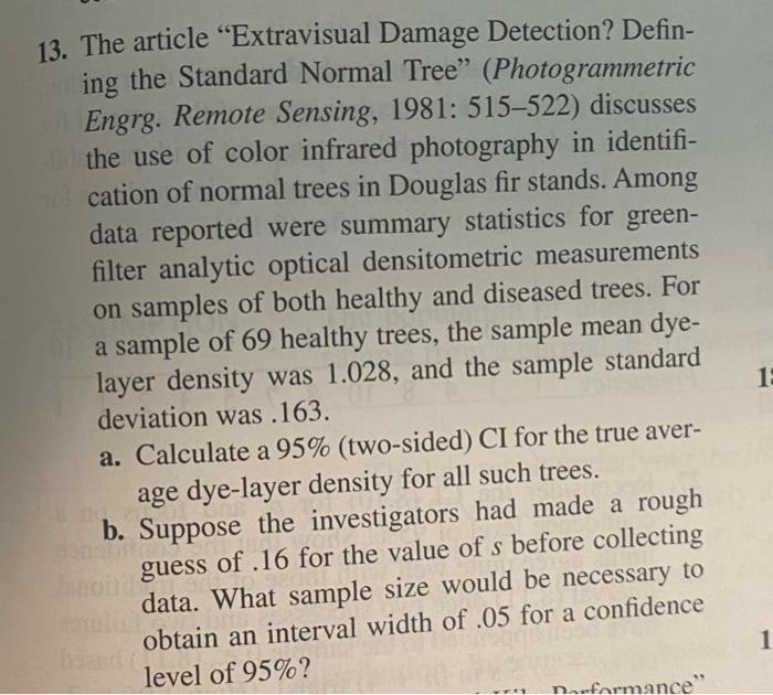 Solved 13. The article "Extravisual Damage Detection? | Chegg.com